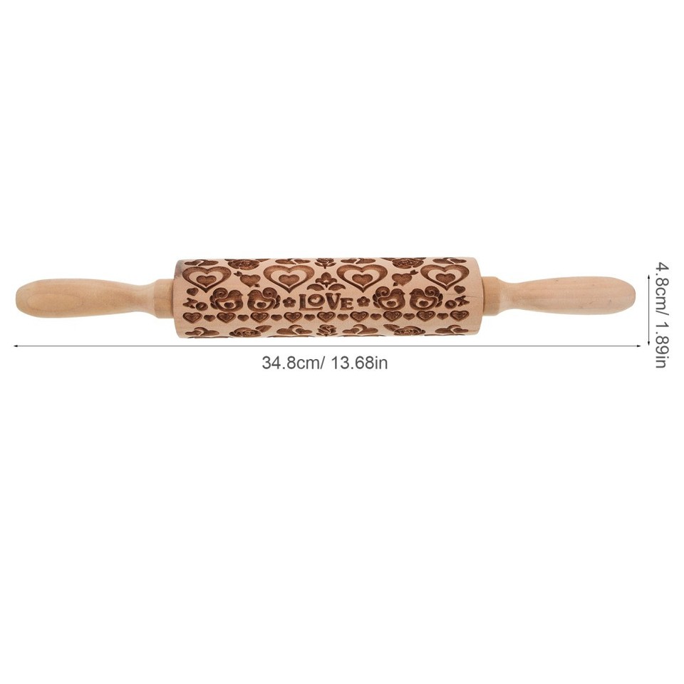 Rolling Pin Delicate Traditional Pattern Wooden Rolling Pin Kitchen ...