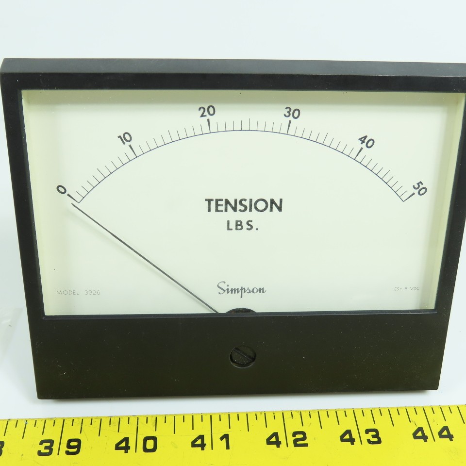 Simpson 3326A-S 3326 Panel Mount Tension LBS. Meter 0-50 5VDC N05301 NEW