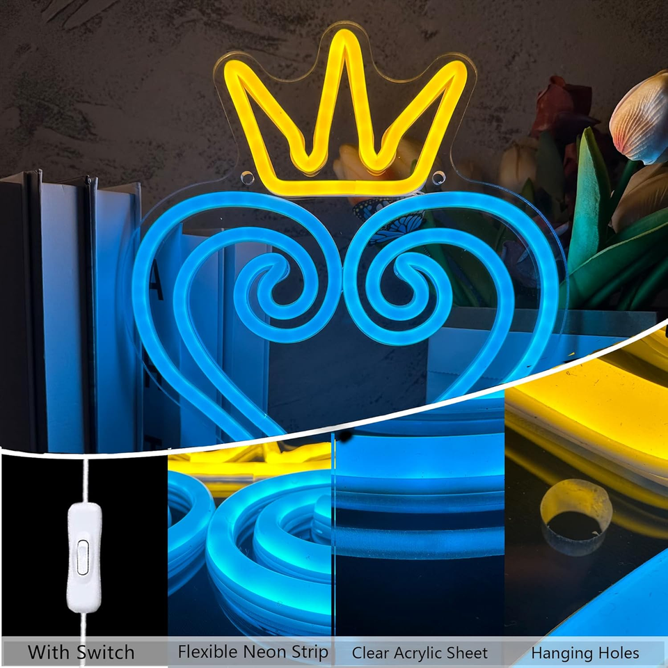 LED Kingdom and Hearts Neon Signs for Wall Decor, Anime Neon Sign, Neon ...