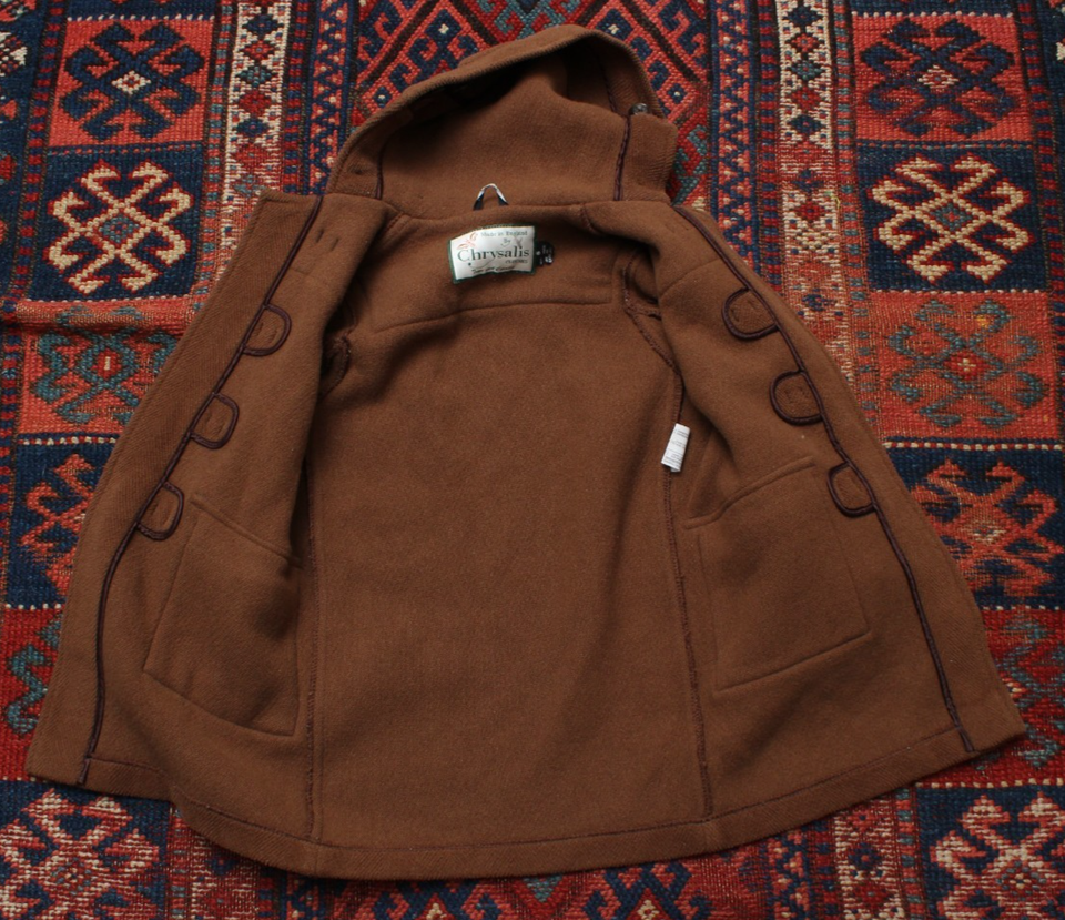 Chrysalis Country Clothing Tweed Wool Brown Hooded Toggle Coat Size 6 ...
