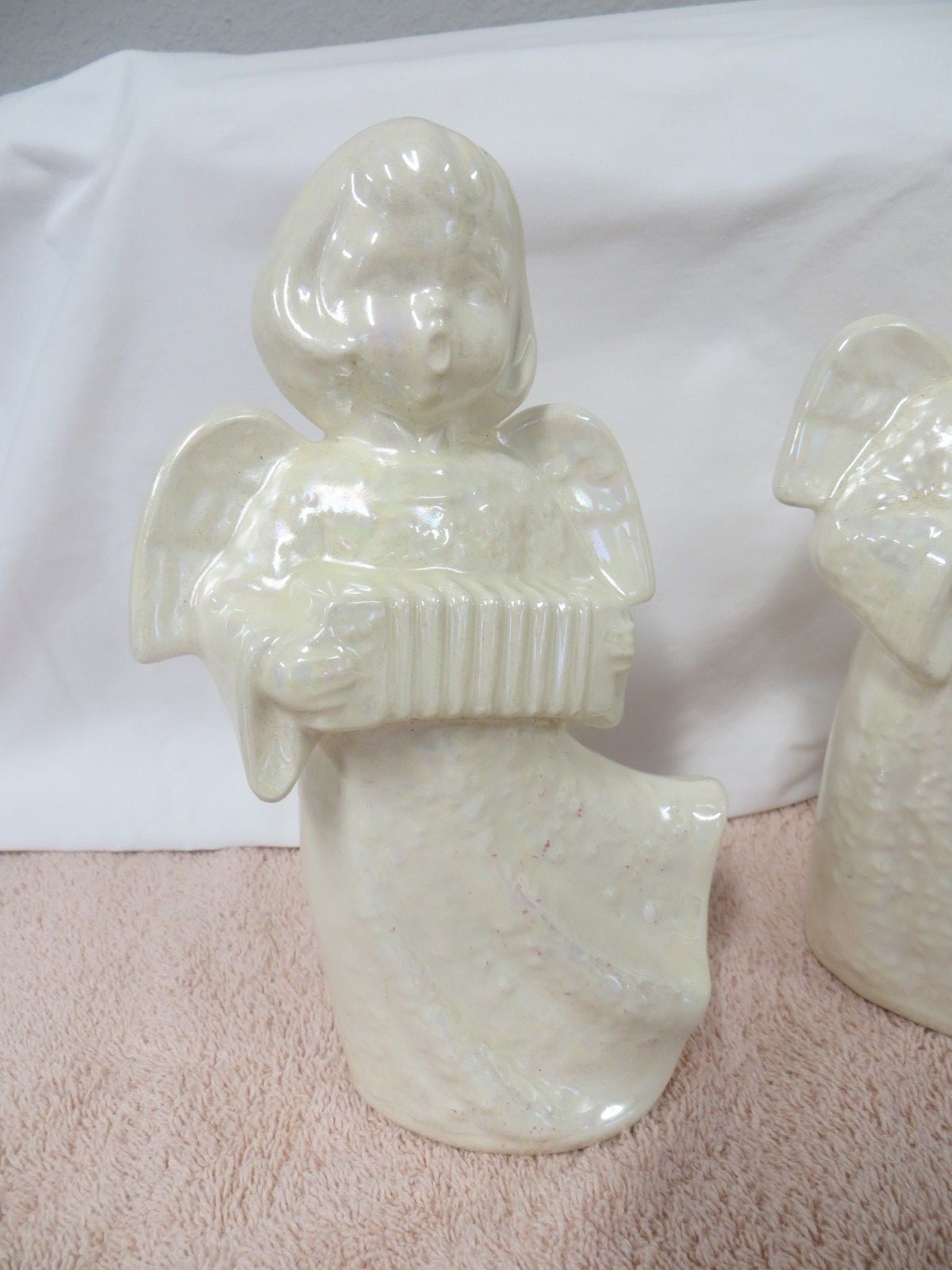 3 Vintage White Ceramic Angels Playing Musical Instruments Christmas ...