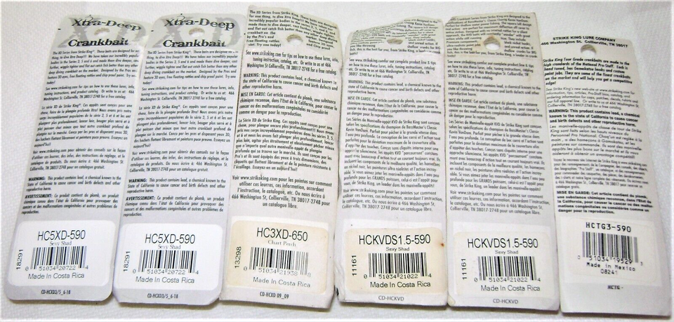 6 STRIKE KING LURES 5XD 3XD KVD 1.5 SQUAREBILL TOUR GRADE SEXY SHAD ...