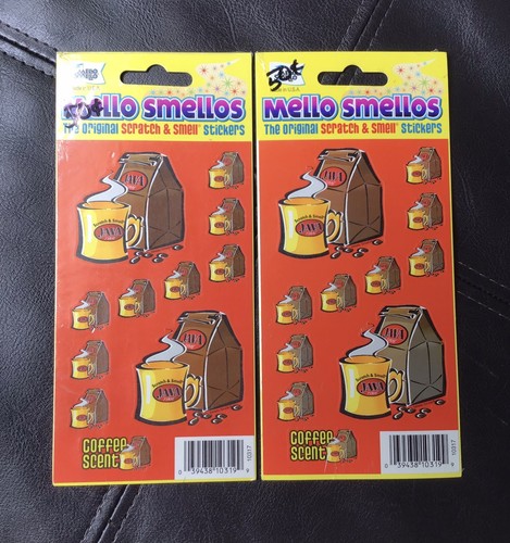 2 Mello Smello Scratch and Sniff Coffee Scented Stickers NEW IN PACKAGE ...