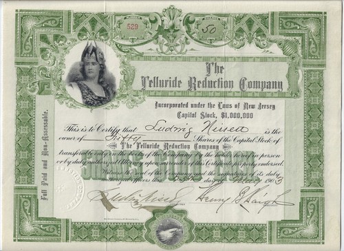 1903 COLORADO Stock 💲 Telluride Reduction Co. MINING Labor Wars WFM | eBay