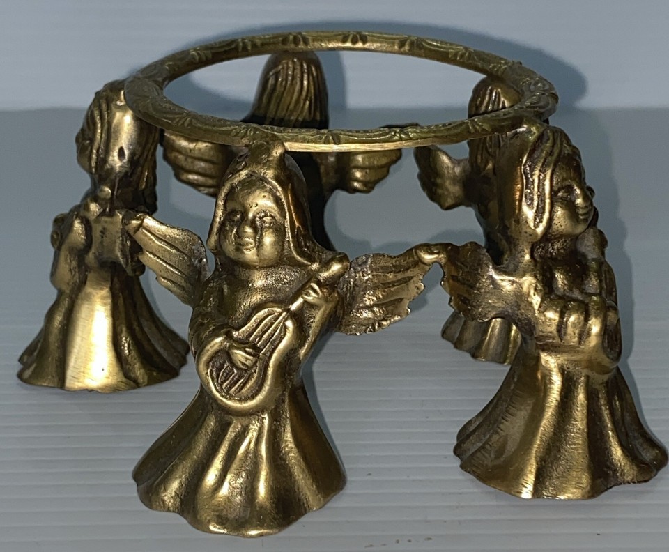 Vintage Solid Brass Angels Cherubs Sphere, Egg, Orb, Ball, Sphere Stand ...