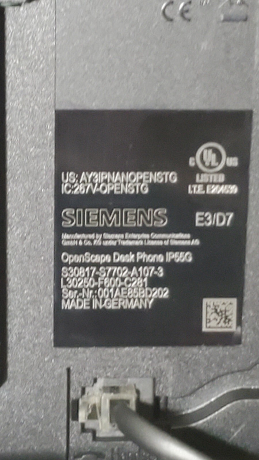 Siemens Unify IP55G OpenScape Black Desk Phone L30250-F600-C281 VOIP ...