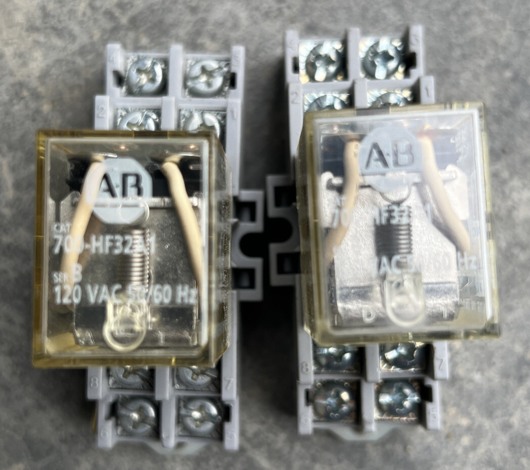 LOT OF 2 ALLEN BRADLEY CAT 700-HN116 SER B 10A 300V W/ 700-HF32A1 RELAY ...
