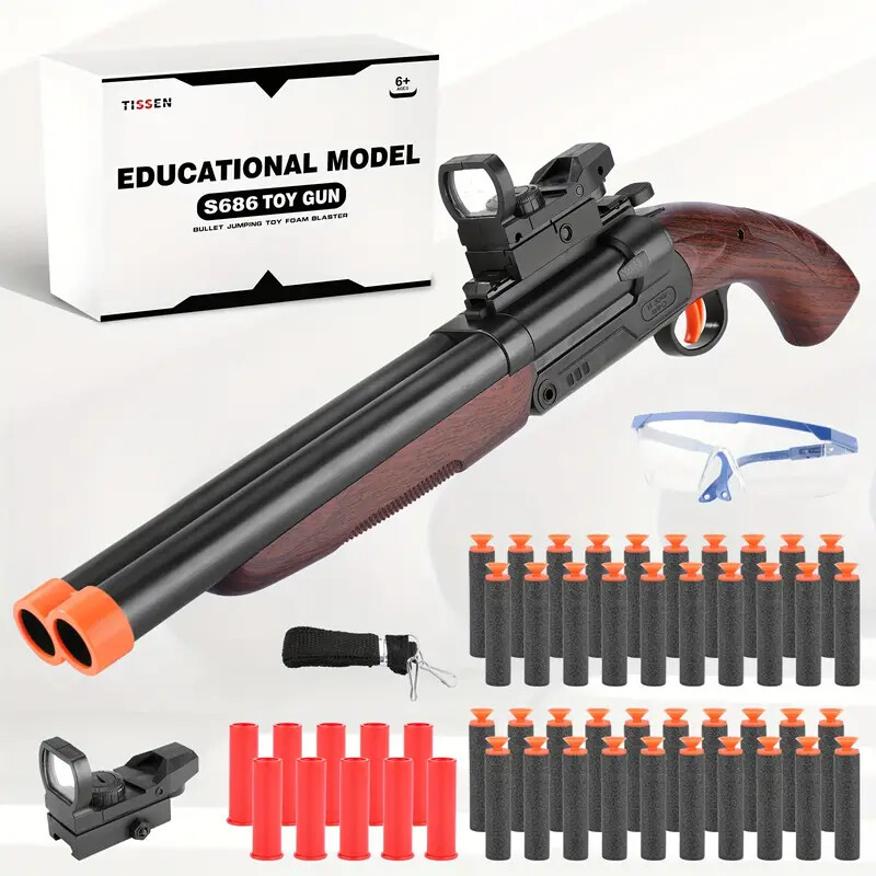Double-Barreled Shotgun Soft Bullet Toy Gun -Realistic, Two-Mode, Gift ...