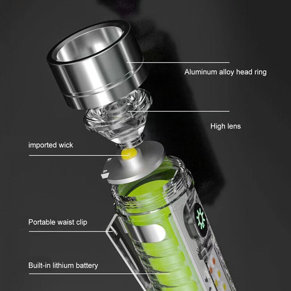 Super Bright LED Mini Flashlight Side Light Strong Magnetic Flashlight ...