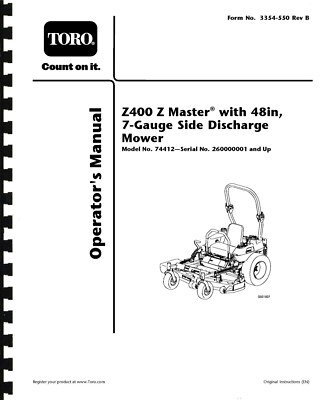 Toro Z400 Z Master Operators Manual | eBay