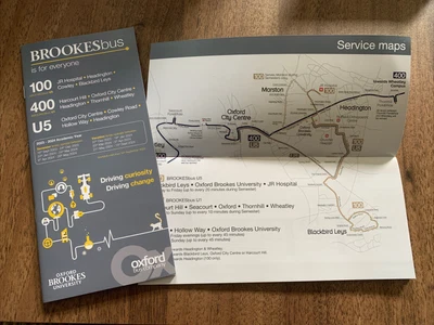 Oxford Bus: Brookes Bus timetable leaflet | Grelly UK