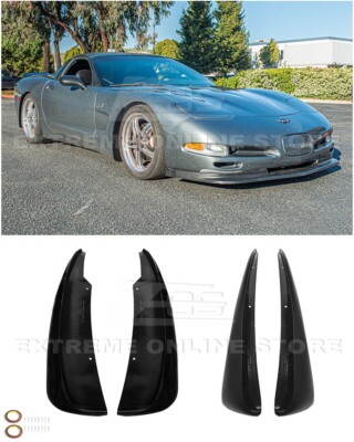 For 97-04 Corvette C5 Extended GLOSSY BLACK Front & Rear Splash Guards ...