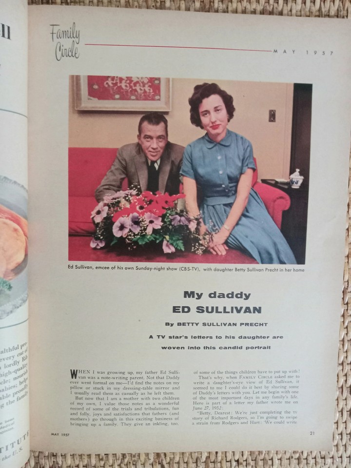 Family Circle May1957 My Daddy Ed Sullivan Vacations Pink Tea 4 Ladies ...