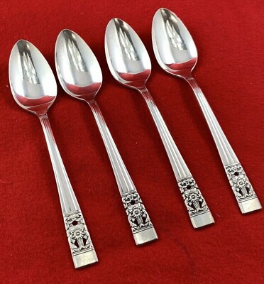 Coronation Pattern by Oneida Community Silver-Plate Set of 4 Teaspoons ...