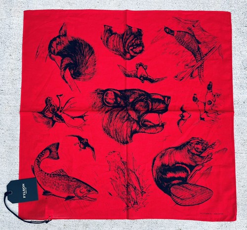 NWT NEW Filson Red Black Wildlife Bandana Handkerchief Retail $60 | eBay