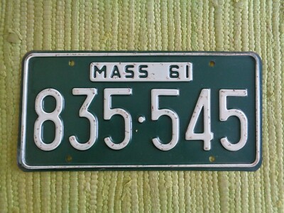 1961 Massachusetts License Plate MA Tag 61 Plate Mass 835-545 | eBay