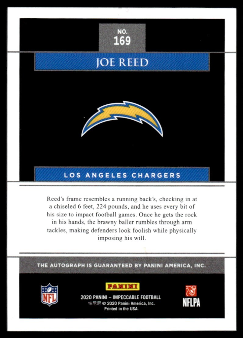 2020 Panini Impeccable Silver Joe Reed Rookie Auto 12/49 Los Angeles ...