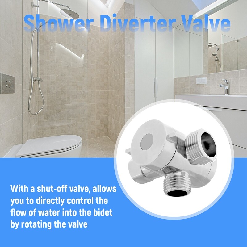 Abs Chrome 3 Way Diverter Hose Fitting T Shape Adapter Connector Pour
