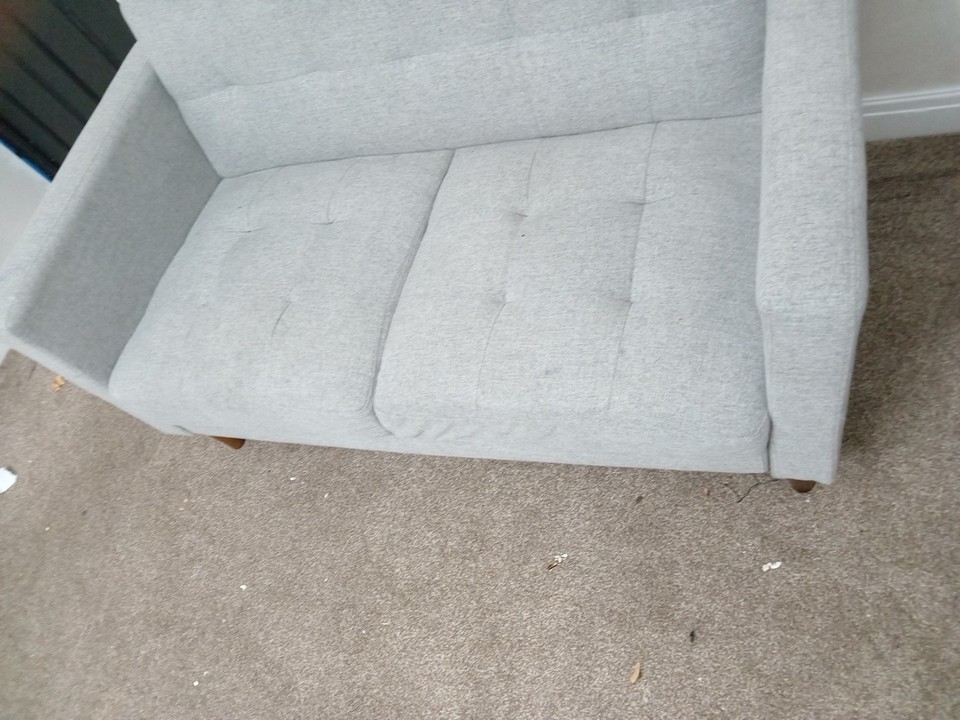 Couch Light Grey Fabric 2 Seater Sofa Living Room Set Modern Design | eBay