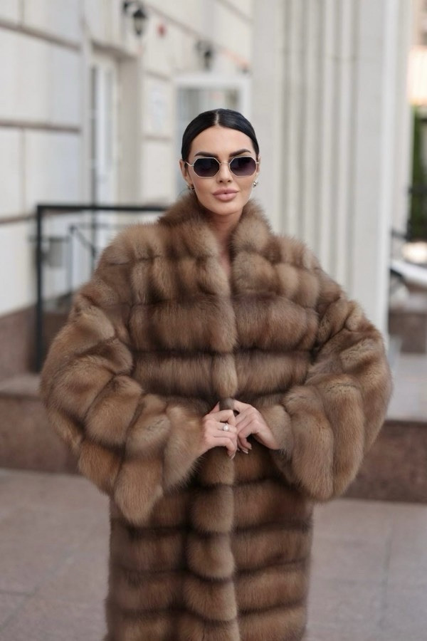 LUXURY NATURAL RUSSIAN SABLE FUR COAT WITH SHAWL COLLAR,soft Sable ...