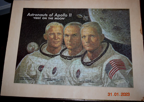 VTG, "APOLLO 11 CREW" Mounted/Completed Unframed Jigsaw Puzzle (14"x 20 ...