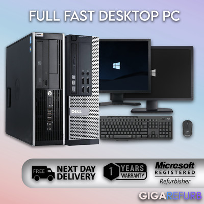 FULL Fast Cheap Desktop Computer PC Bundle DELL/HP +Windows 10 +WiFi ...