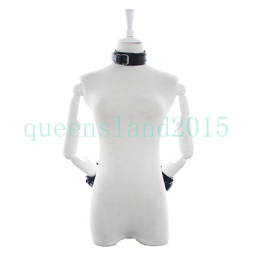 Soft Faux Leather Neck Wrist Restraint Set Hand Cuffs With Neck Collar ...