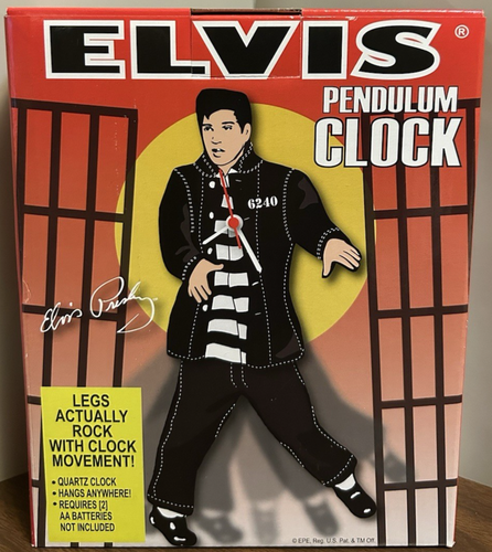 Elvis Presley Pendulum Black & White Wall Clock Swinging Dancing New in ...