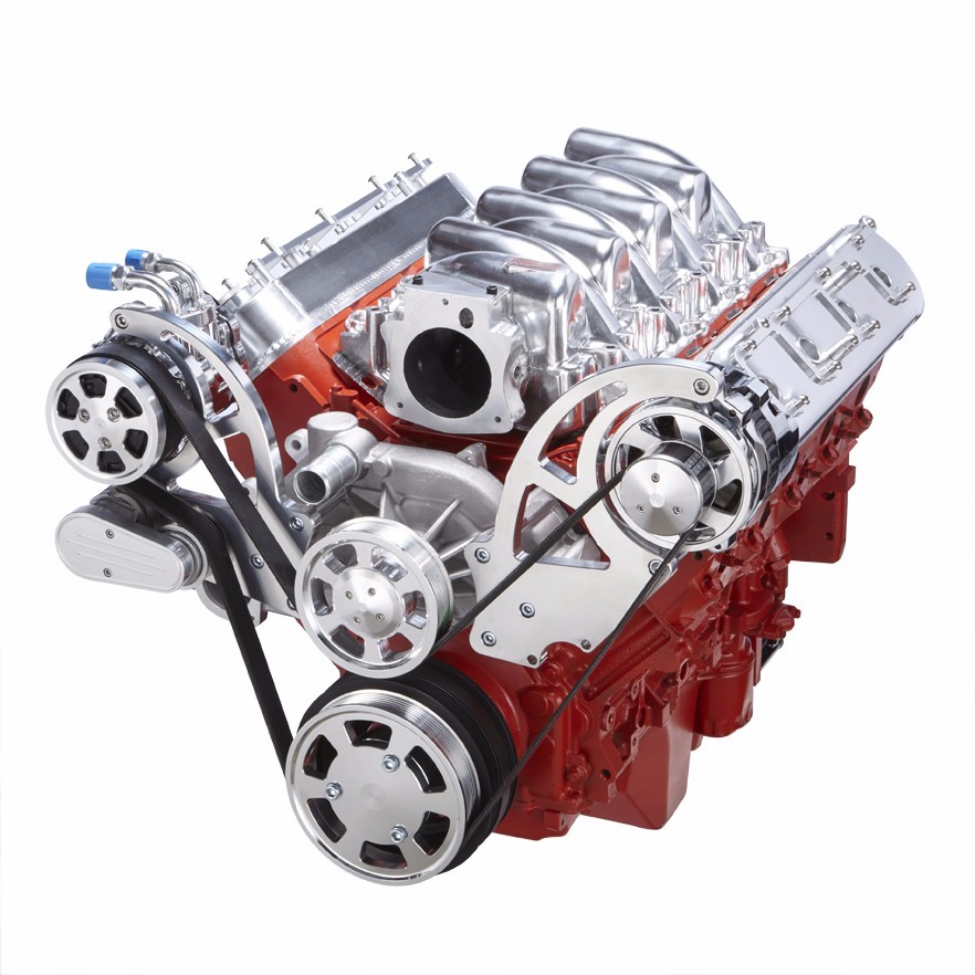Polished Chevy LS Serpentine Kit for AC & Alternator - LS1 LS2 LS3 ...