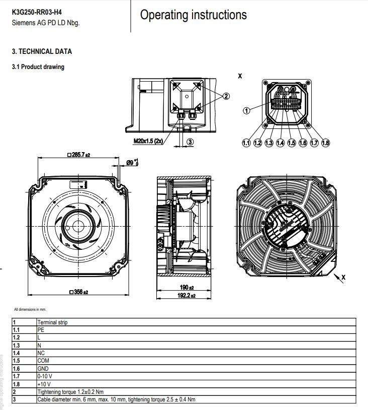 Ebmpapst Fan K3G250-RR03-H4 230V 245W Motor Cooling Fan For Siemens ...