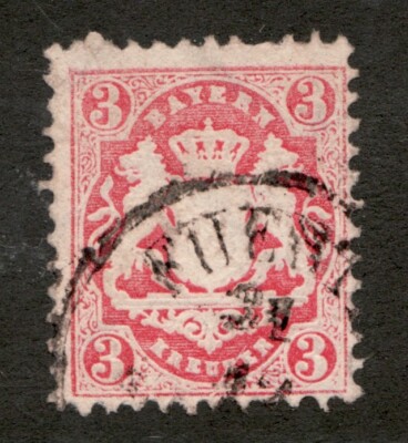1875 German Bavaria Sc #34 - 3pf Coat of Arms. Used postage stamp. Cv$8 ...