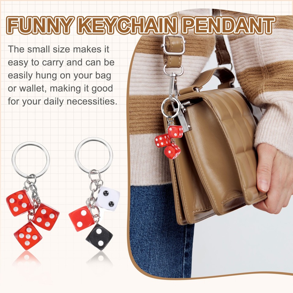 Lucky Dice Keychain Charm, Resin Dice Keyrings with 3 Pendants, Red ...