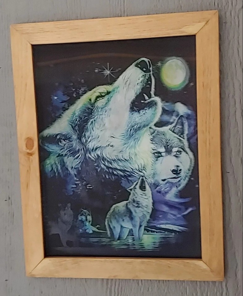 Wolves-2 Pictures in One-3D picture in hand crafted wood frame | eBay
