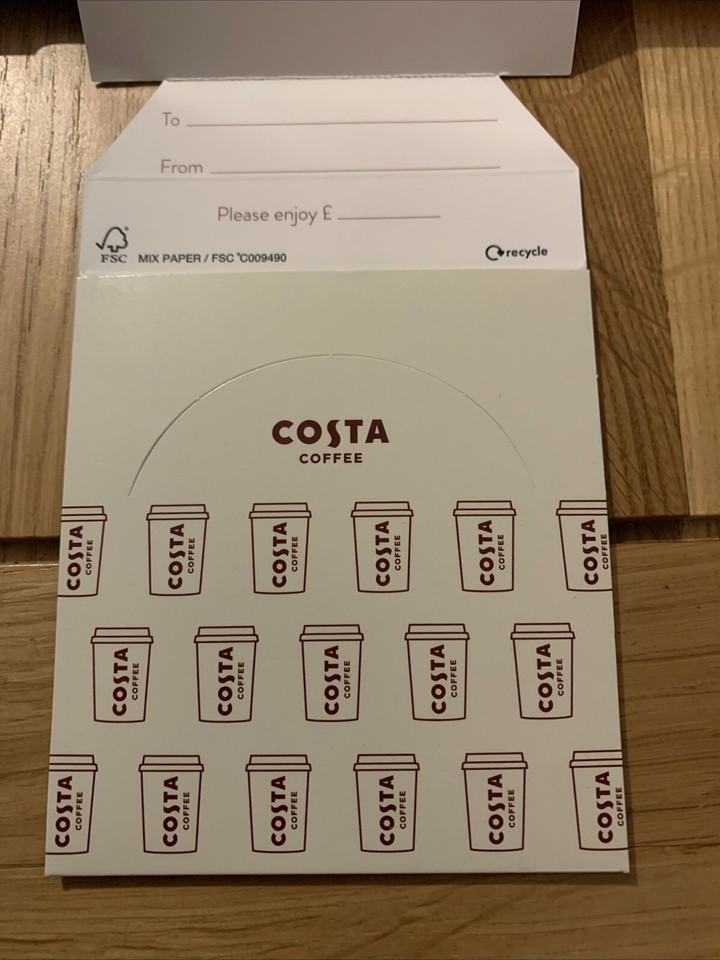 Costa Coffee UK Gift Card Takeaway Cup Shaped Card Version 3 White ...