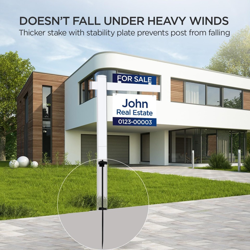 Vinyl PVC Real Estate Sign Posts 6"H 36" Arm, Holds Up To 24" Signs ...