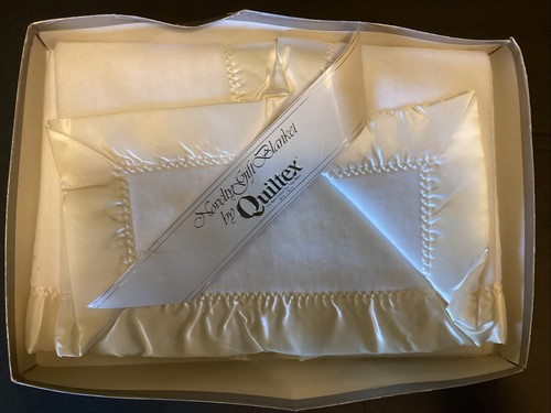 VTG NEW Quiltex Baby Blanket Pure White Satin Edge Binding 36x50 ...