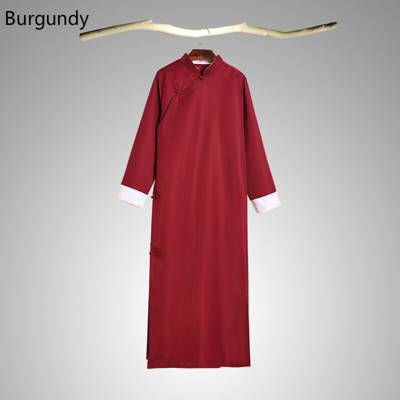 Men Chinese Traditional Robes Crosstalk Coat Tang Suit Kung Fu Tai Chi ...