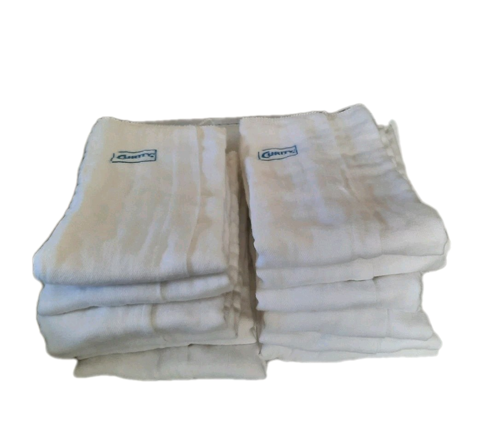 Vintage Baby Curity Prefolded 14 1/2" x 20 1/2" Cloth Diapers SET OF 12 ...