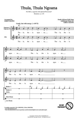 Thula, Thula Ngoana SSA Sheet Music | eBay