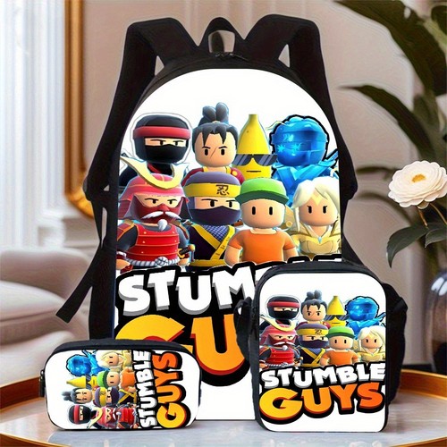 3pcs Stumble Guys Theme Backpack Set with Lunch Box | eBay