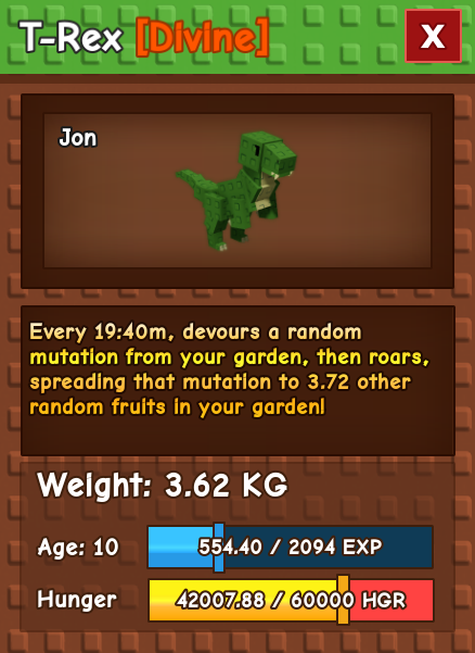 T-Rex Pet - Grow a Garden Roblox | eBay