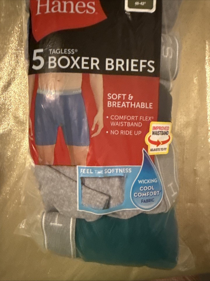 NWT Hanes 5 Pack Men's Tag Free Boxer Briefs Multi Colors Size XLarge ...