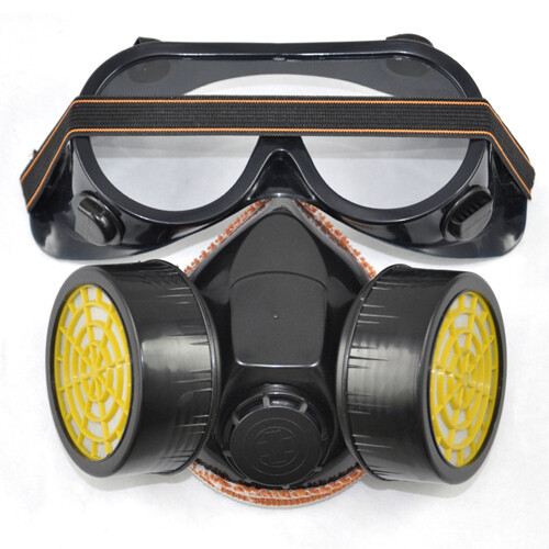 2pc Spray Paint Twin Cartridge Respirator Mask/Goggles Paint Kit Fumes ...
