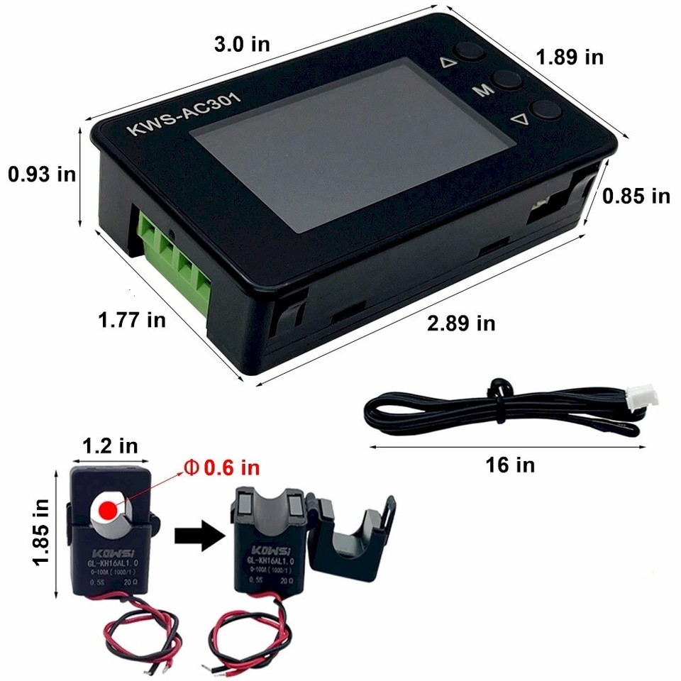 Electric Power Consumption Usage Meter Watt Meter 120/240 VAC 0-100 ...