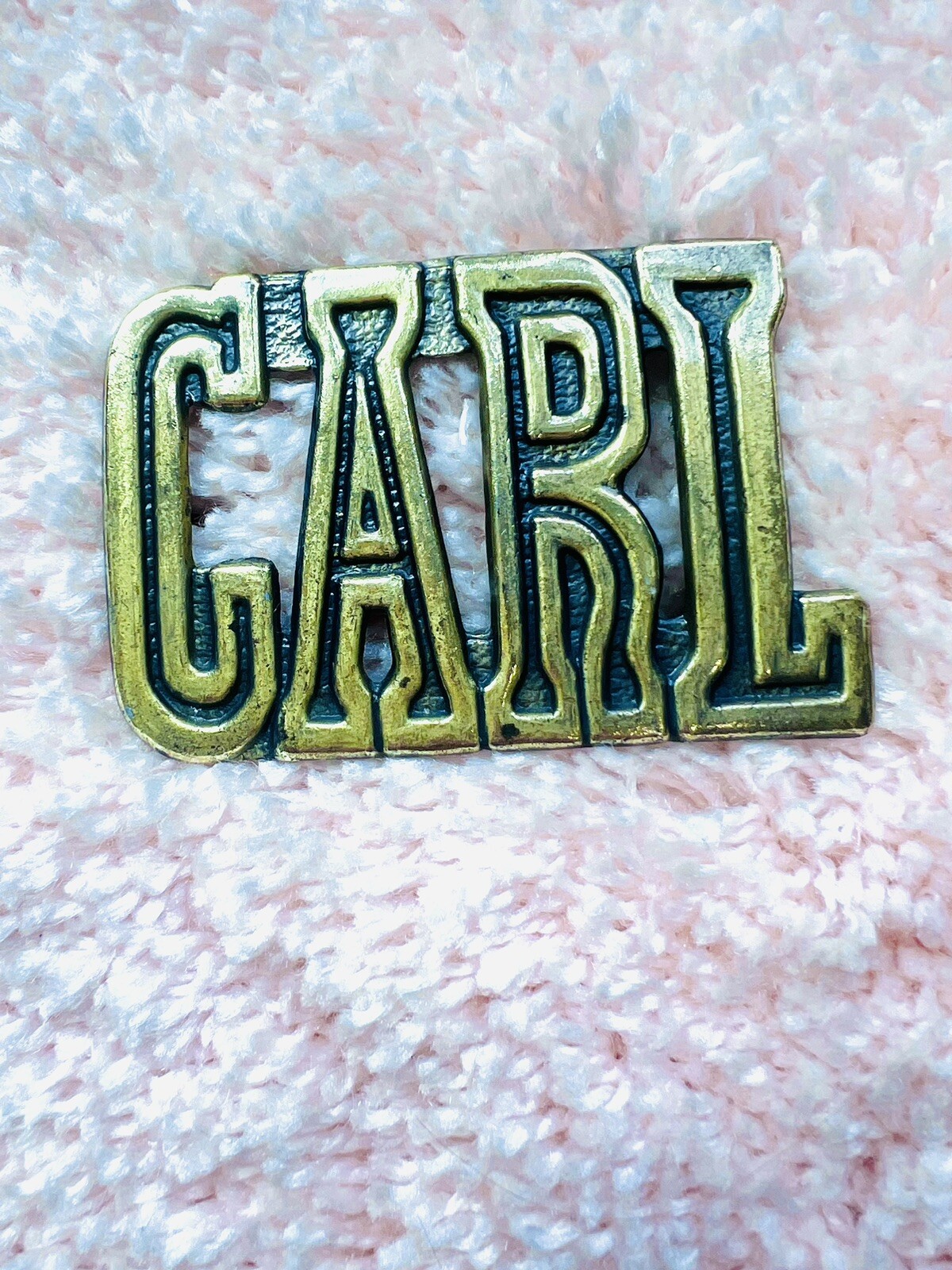 “CARL” 1980s THE CHAD COMPANY Belt Buckle Name Block … - Gem