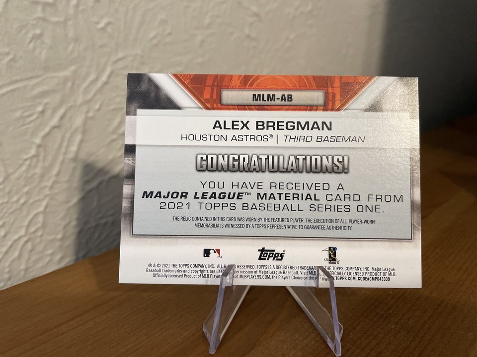 2021 Topps Update Alex Bregman Major League Materials Game Worn Patch ...