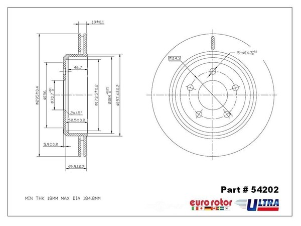 Disc Brake Rotor-* High Carbon Premium Eurorotor 54202 for sale online ...