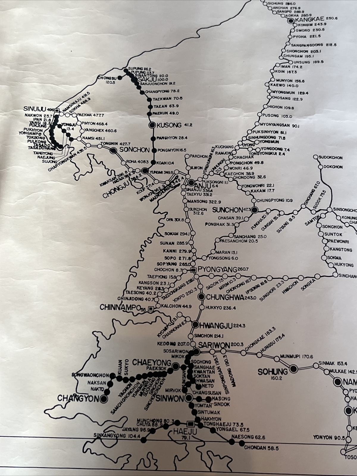 Vintage Train Rail Map North Korea Hamhung Hantaeri Tongyang Sagu Haeju ...