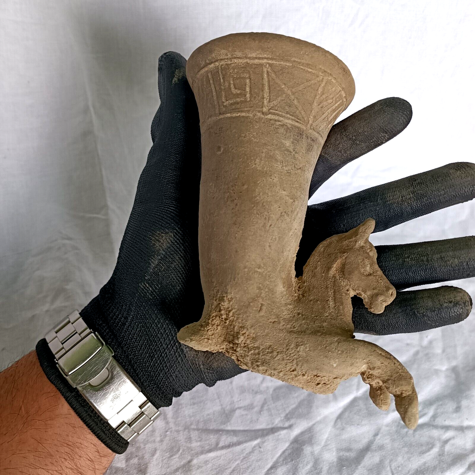 300 BC Ancient Roman Clay Terracotta Drinking Rhyton Very Rare Pottery ...