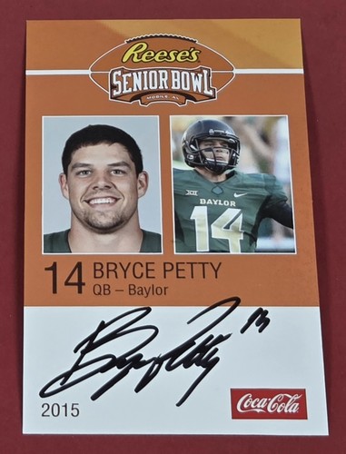 Bryce Petty RC Auto 2015 Senior Bowl Baylor Bears Signed Rookie New ...